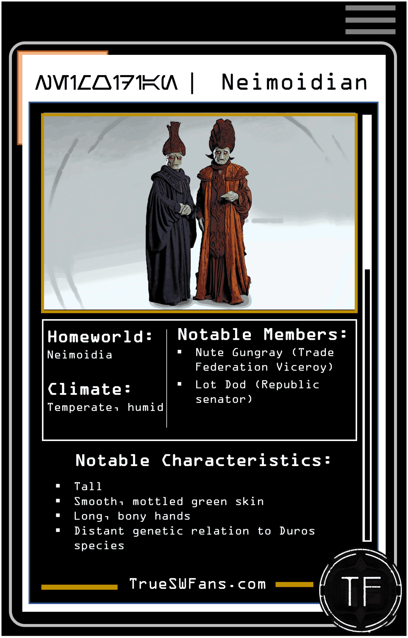 Neimoidian True Star Wars Fans 2656